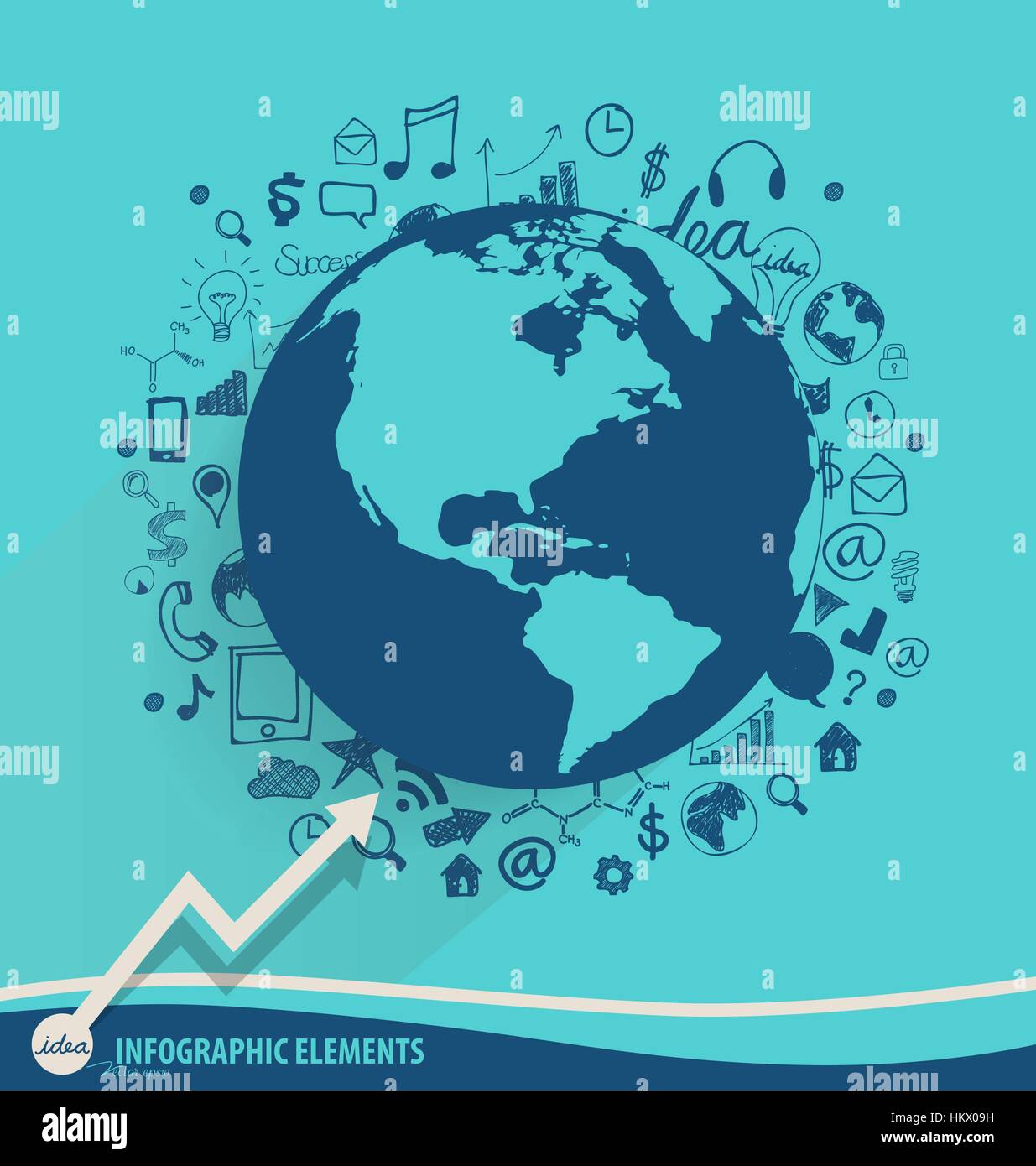 Modern world globe with application icon, modern template design ...