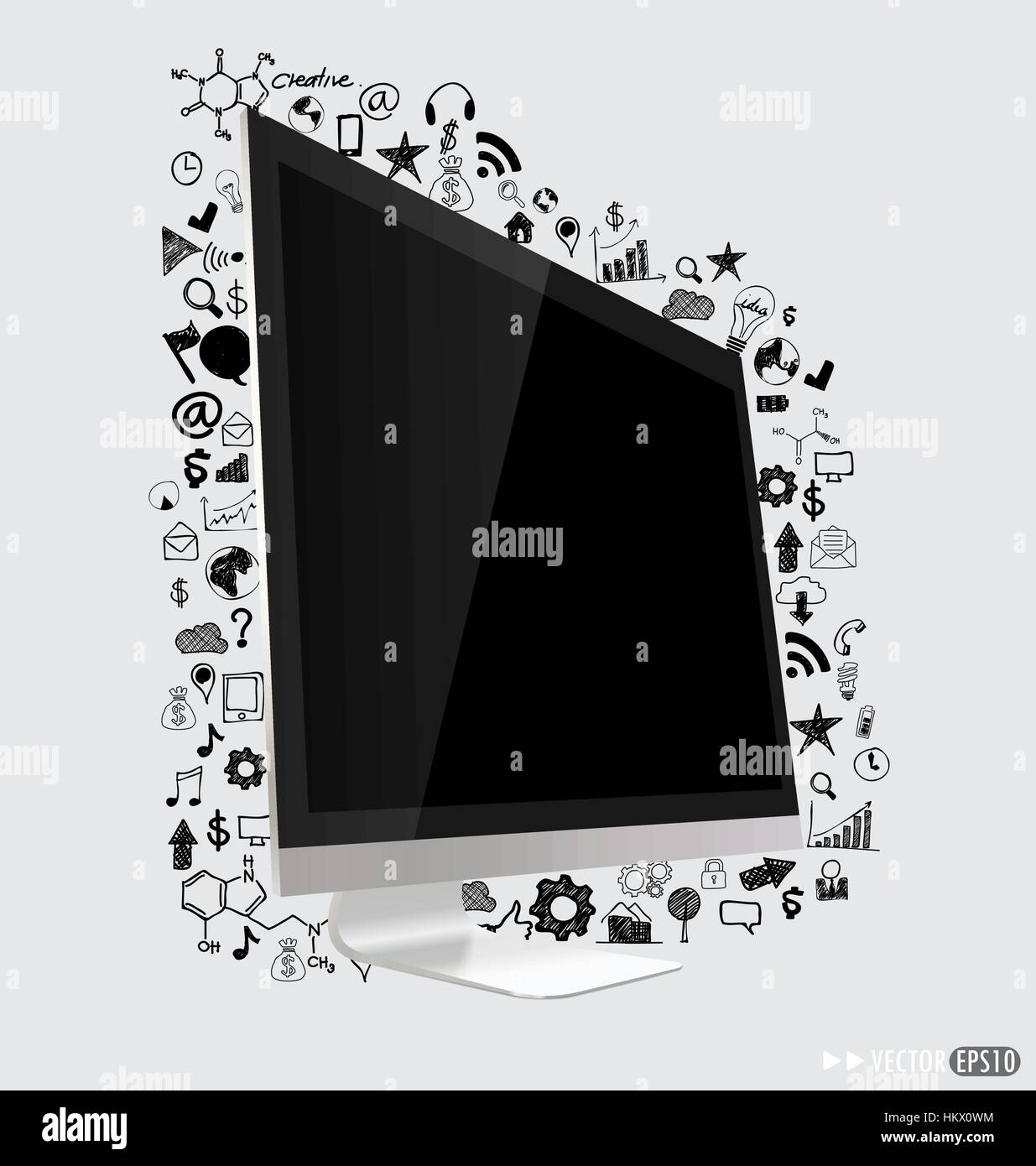 Computer display with application icon Vector illustration Stock Vector ...