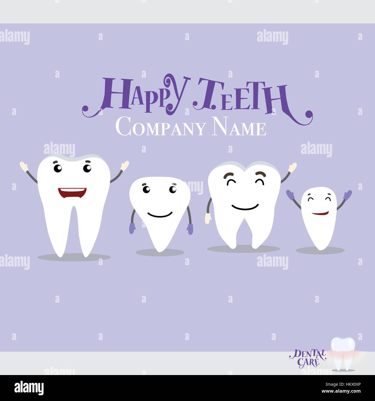 Dental Cartoon. Happy and Healthy Teeth. Vector illustration Stock ...
