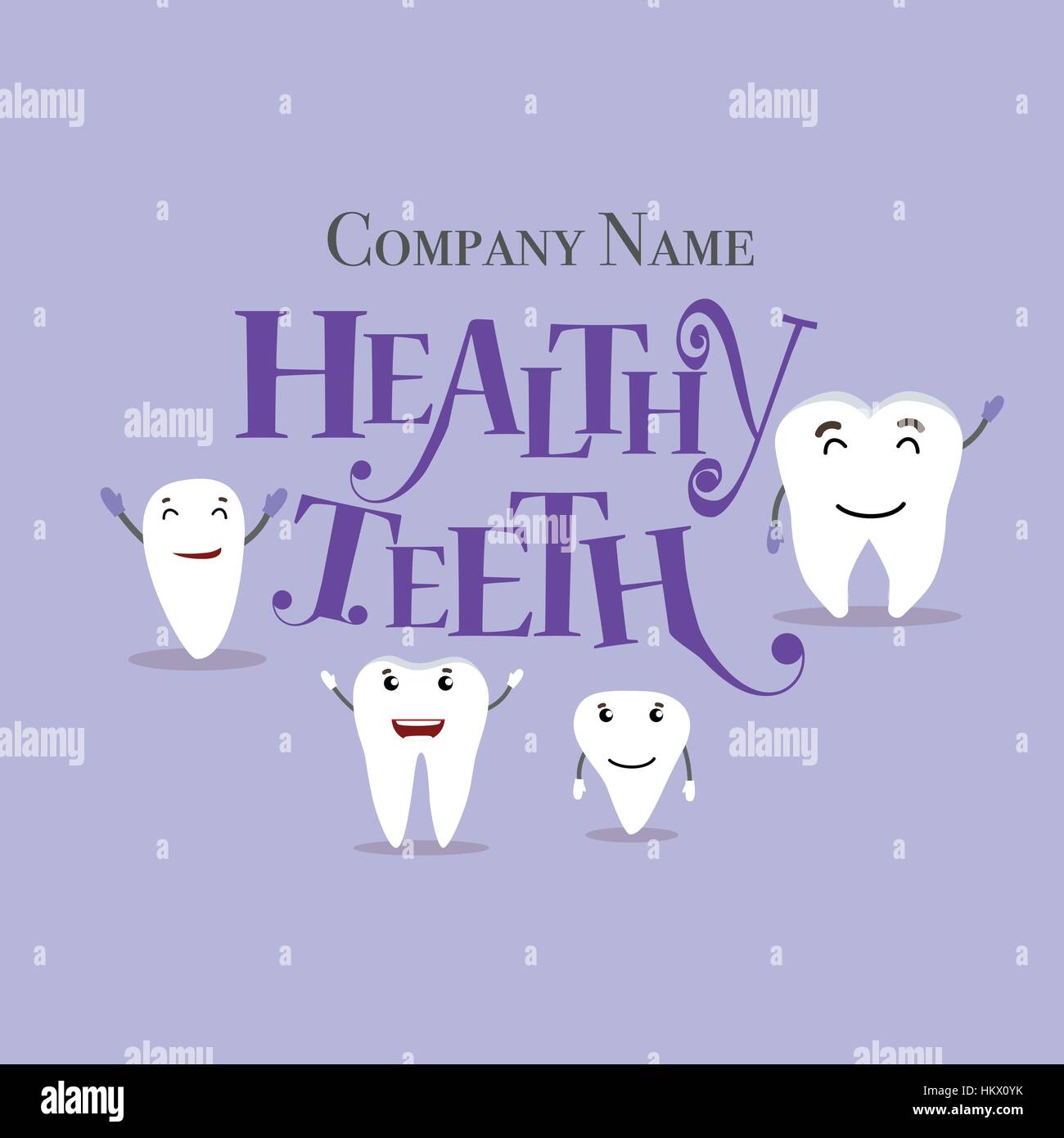 Dental Cartoon. Happy and Healthy Teeth. Vector illustration Stock ...