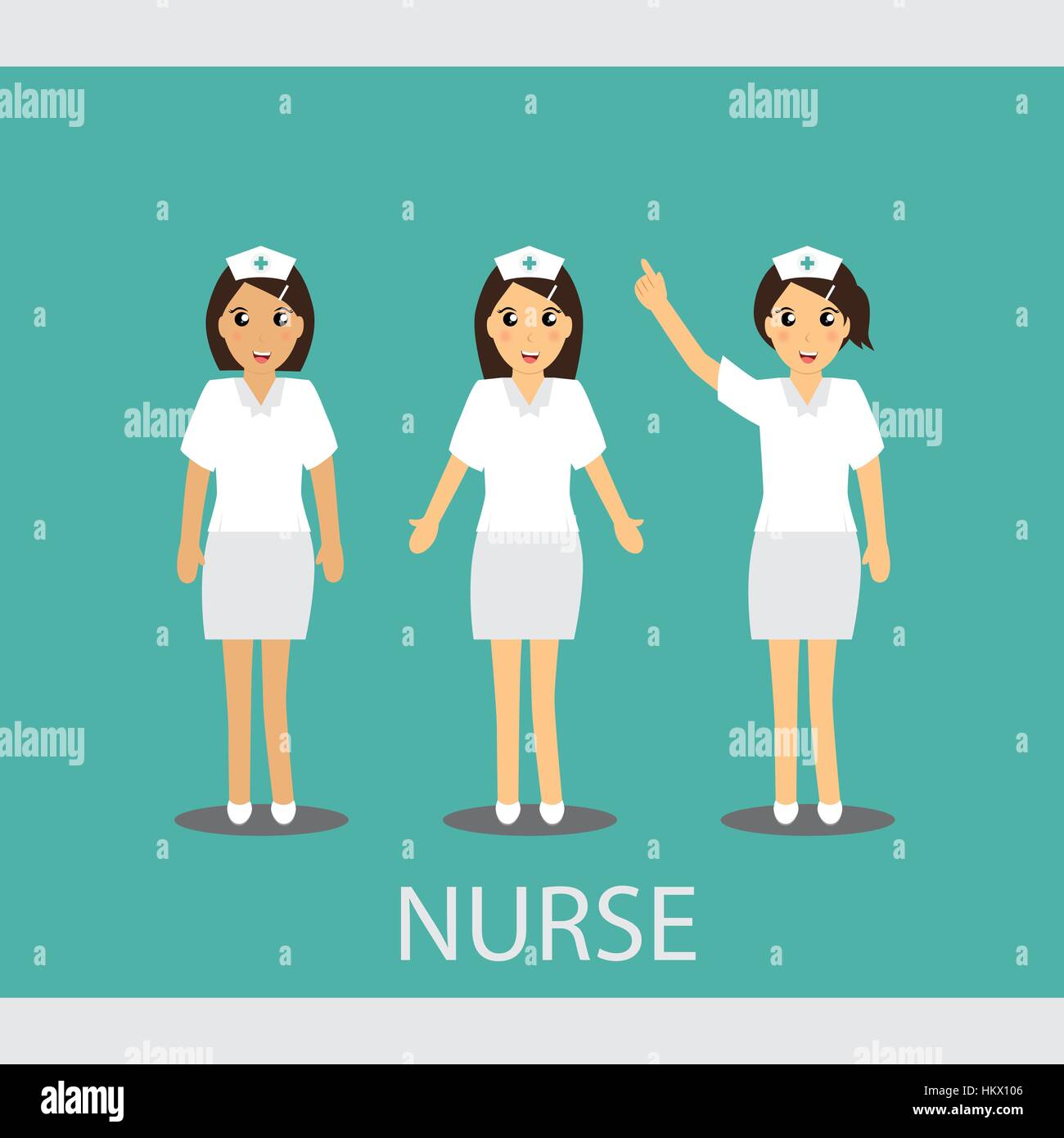 Set of characters Cartoon Nurse in various activities. Vector ...