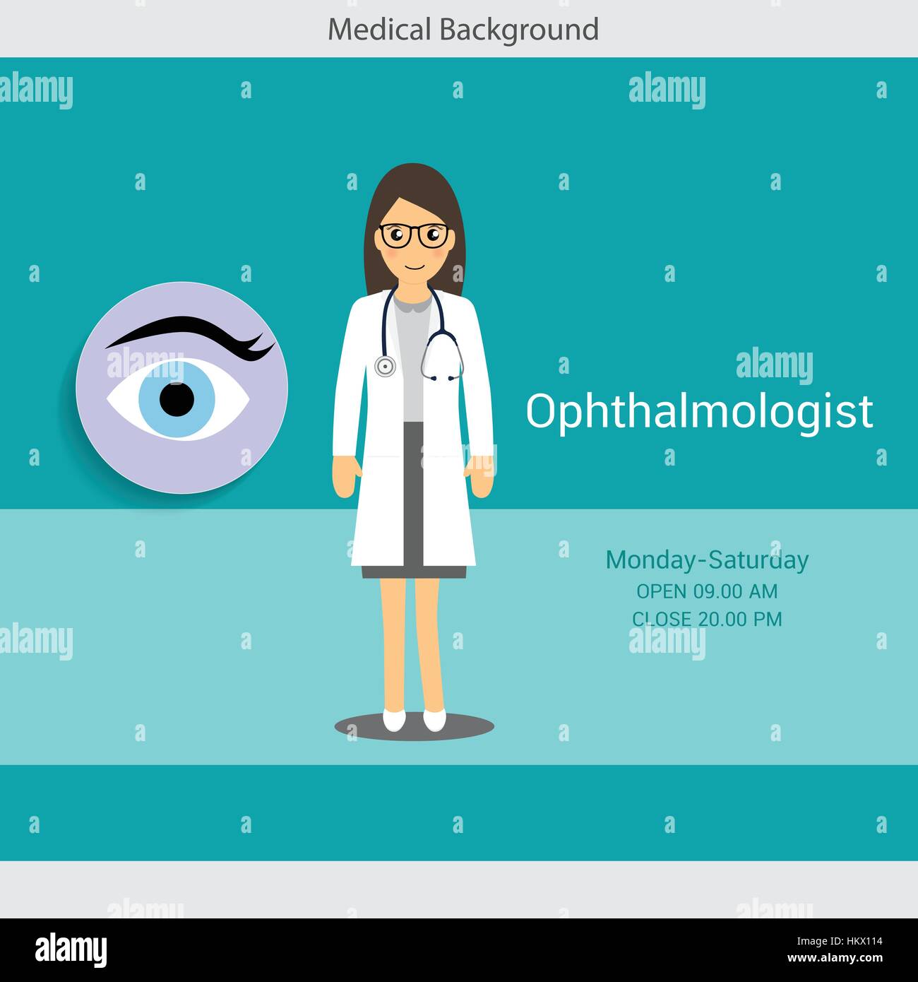 Medical background design. Ophthalmologist with eye. Vector ...