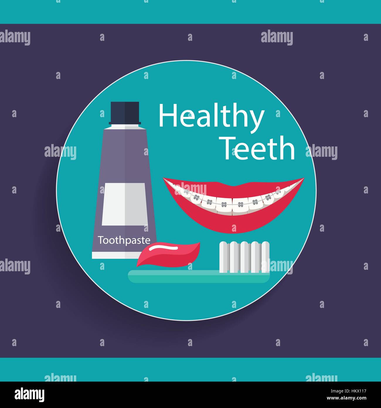 Healthy Teeth. Dental background with teeth, toothbrush and toothpaste ...