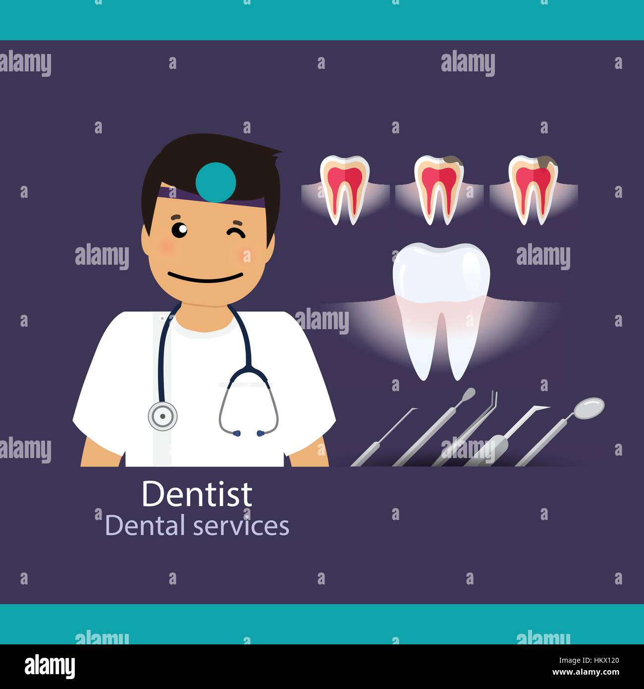 Medical dental background design. Dentist with teeth. Vector ...
