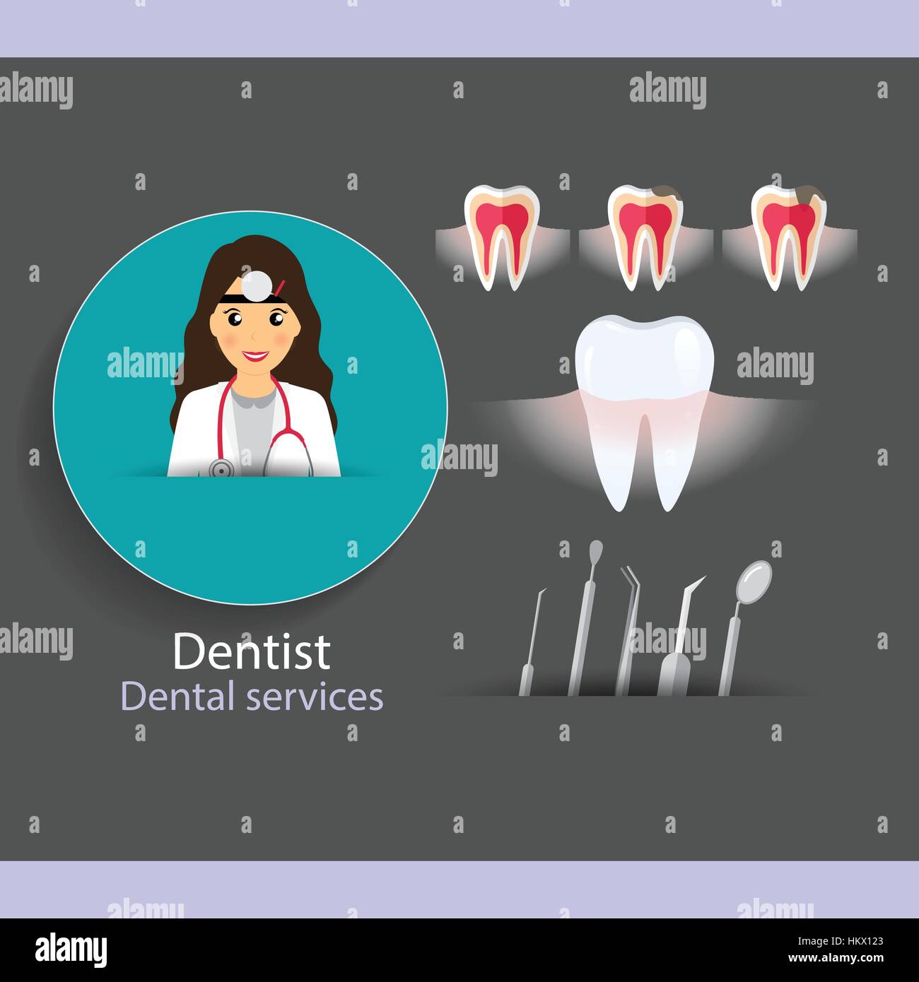 Medical dental background design. Dentist with teeth. Vector ...