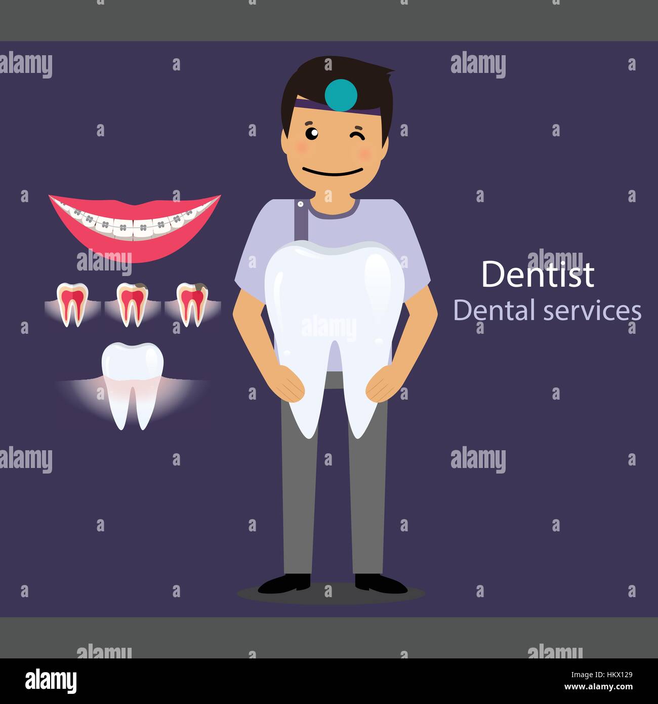 Medical dental background design. Dentist with teeth. Vector ...