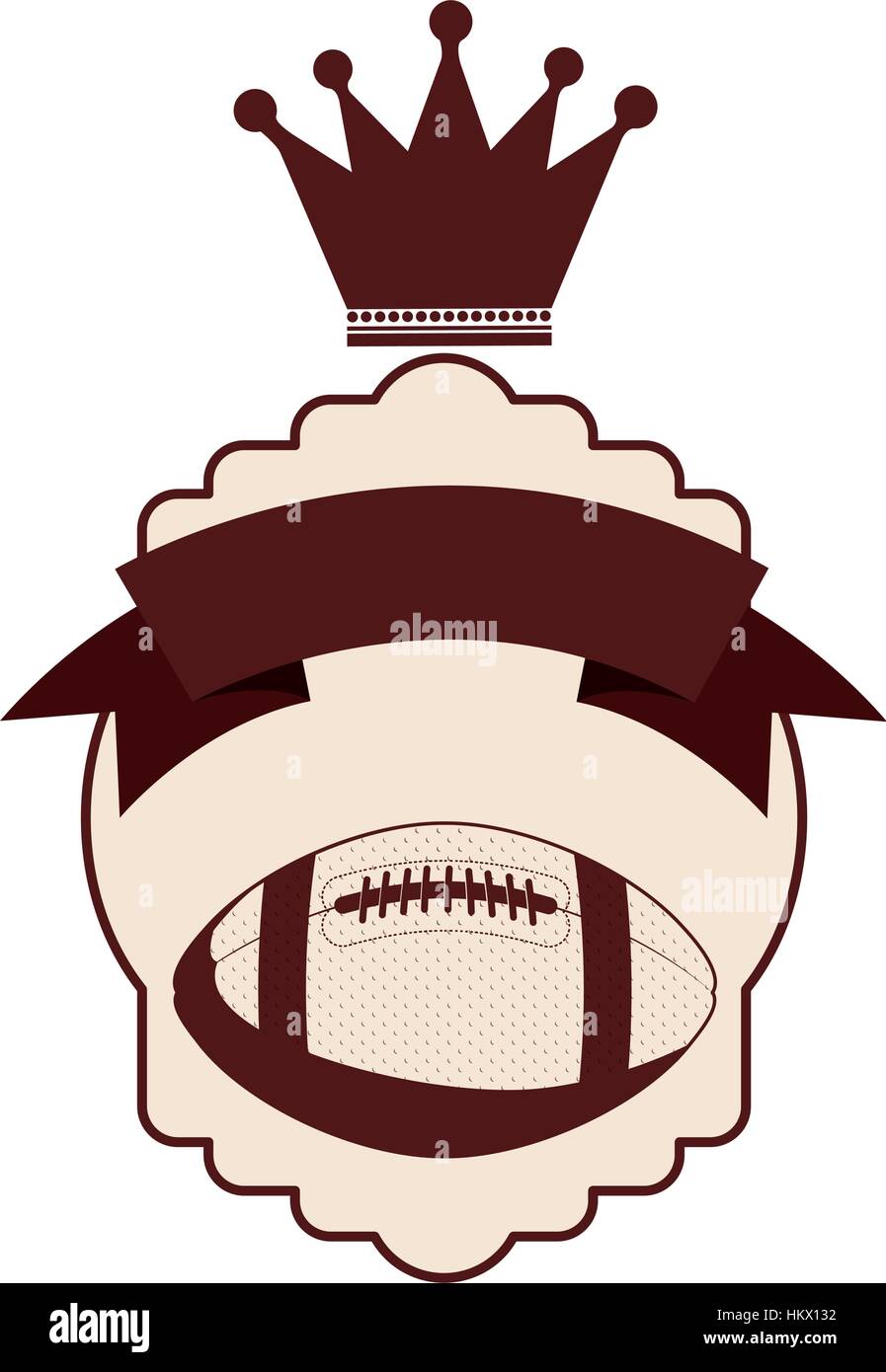 monochrome heraldic with football ball and crown and ribbon center side ...