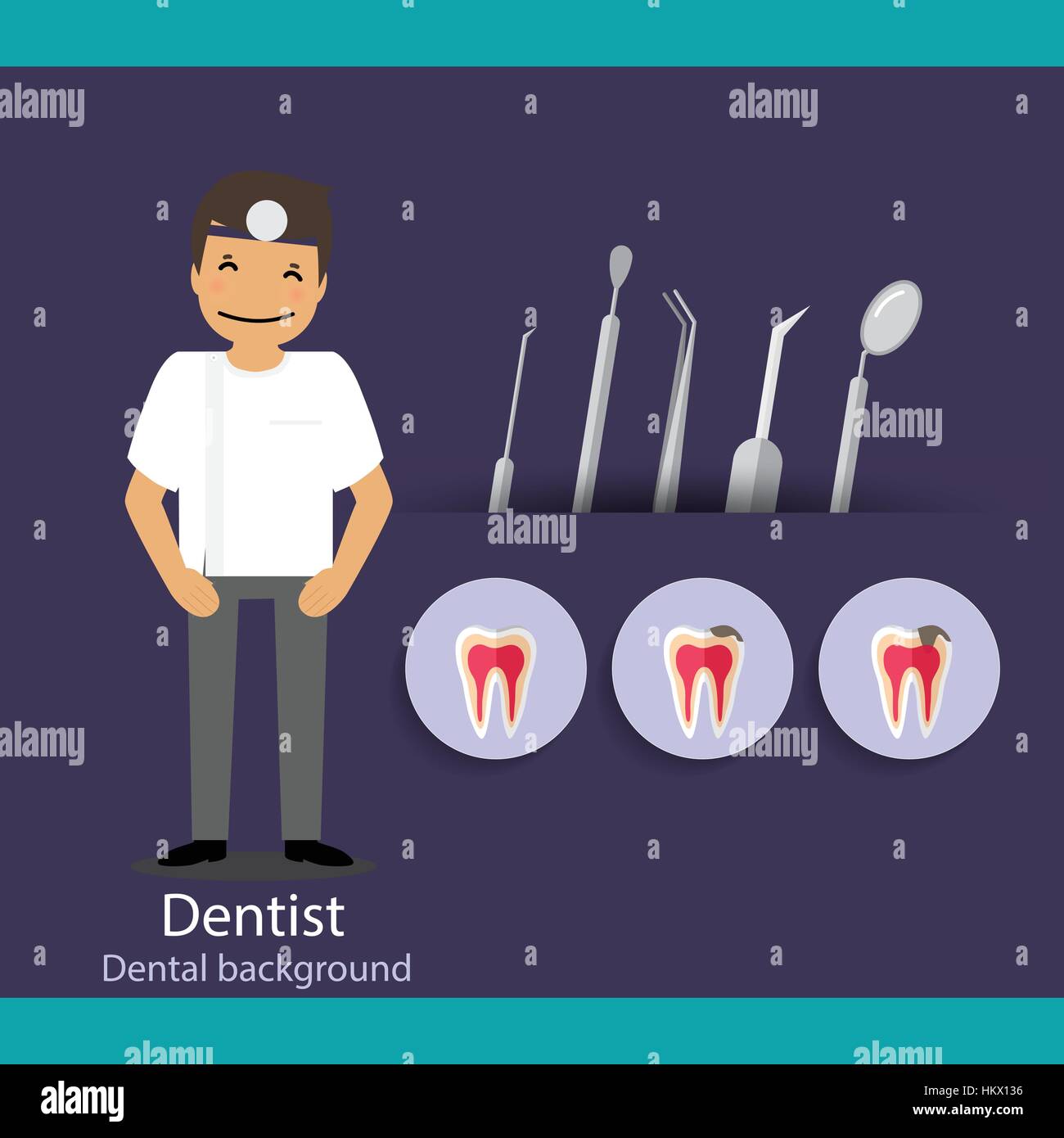 Medical dental background design. Dentist with teeth. Vector ...