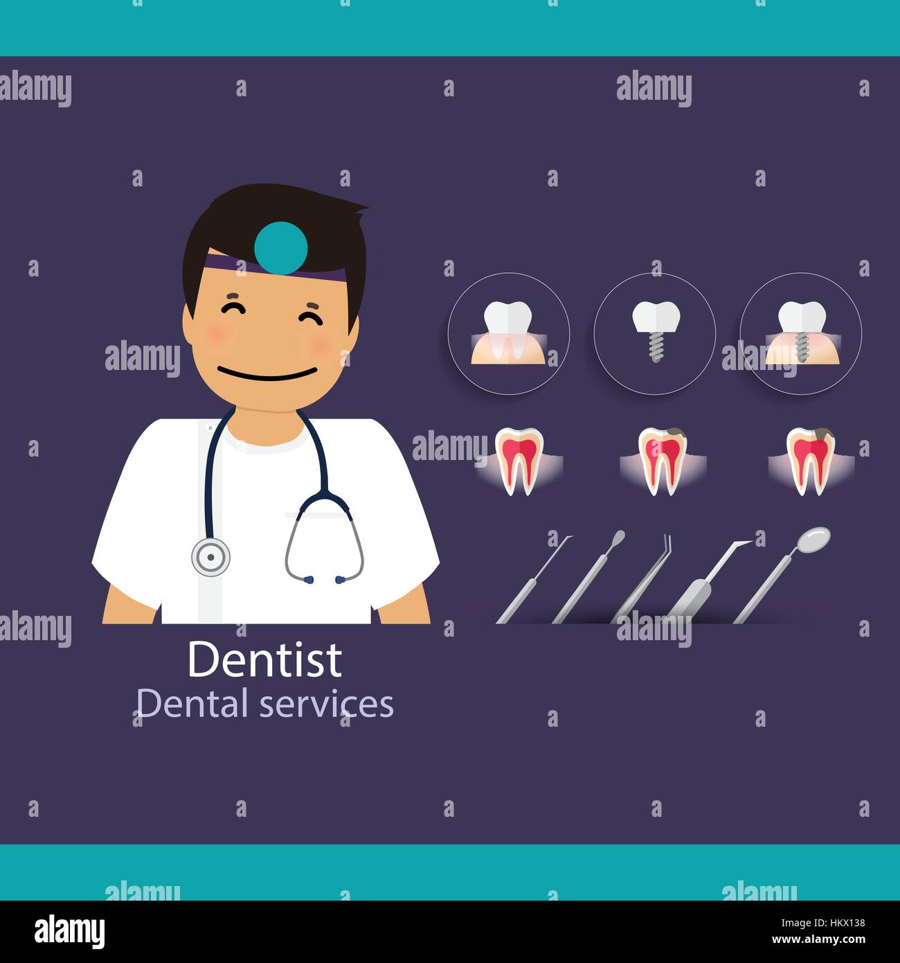 Medical dental background design. Dentist with teeth. Vector ...