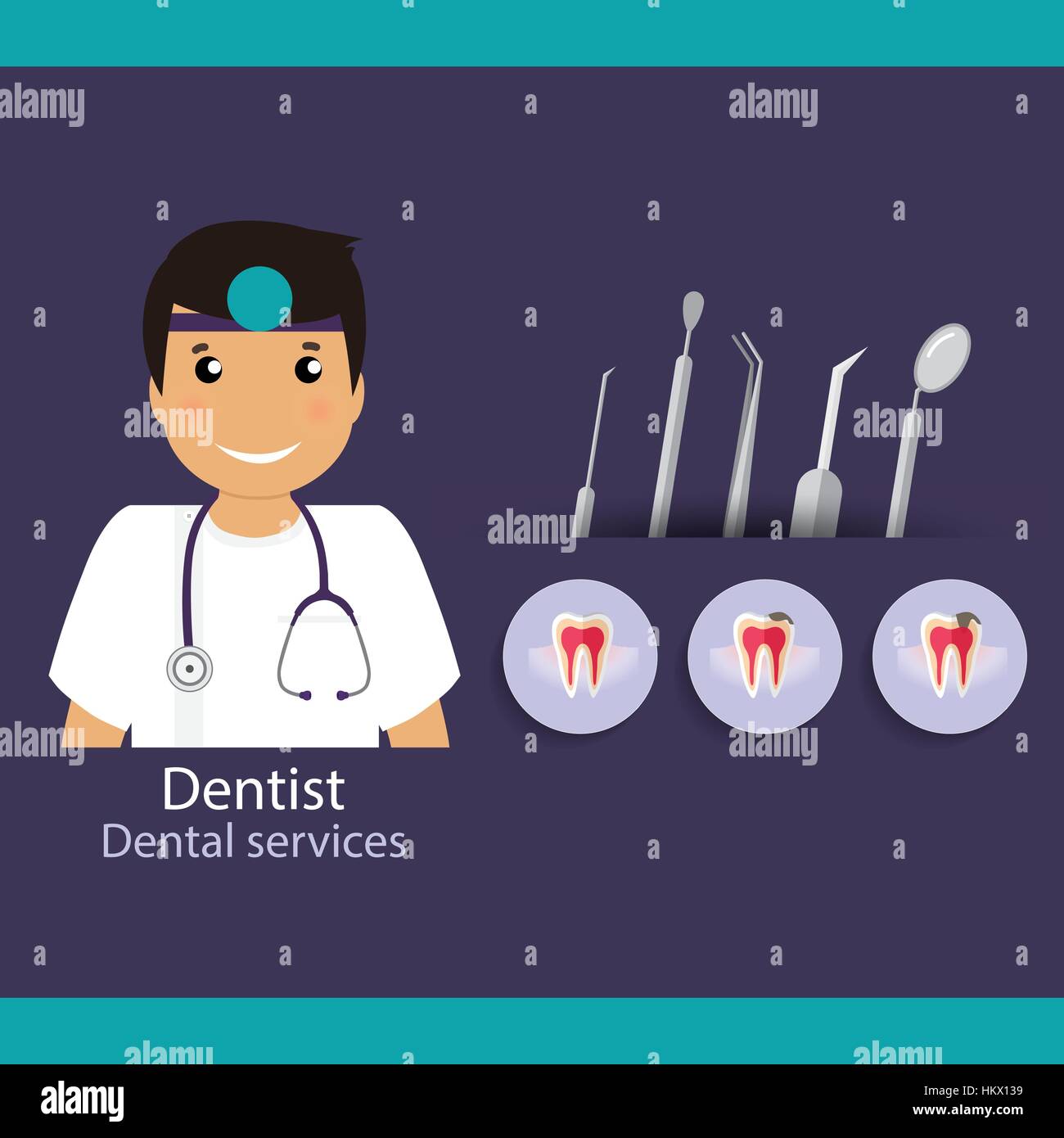Medical dental background design. Dentist with teeth. Vector ...