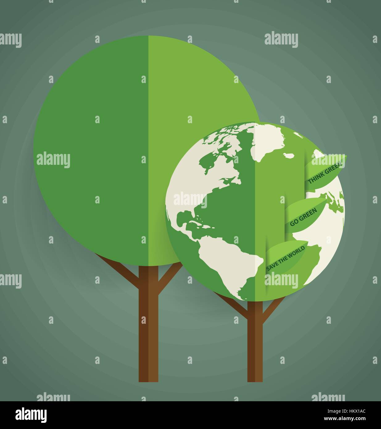 Green Eco Earth Tree shaped world map. Vector illustration Stock Vector ...