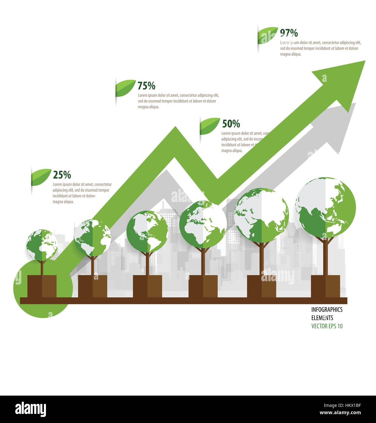 Ecology Infographics design elements. Graph of growing sustainable ...