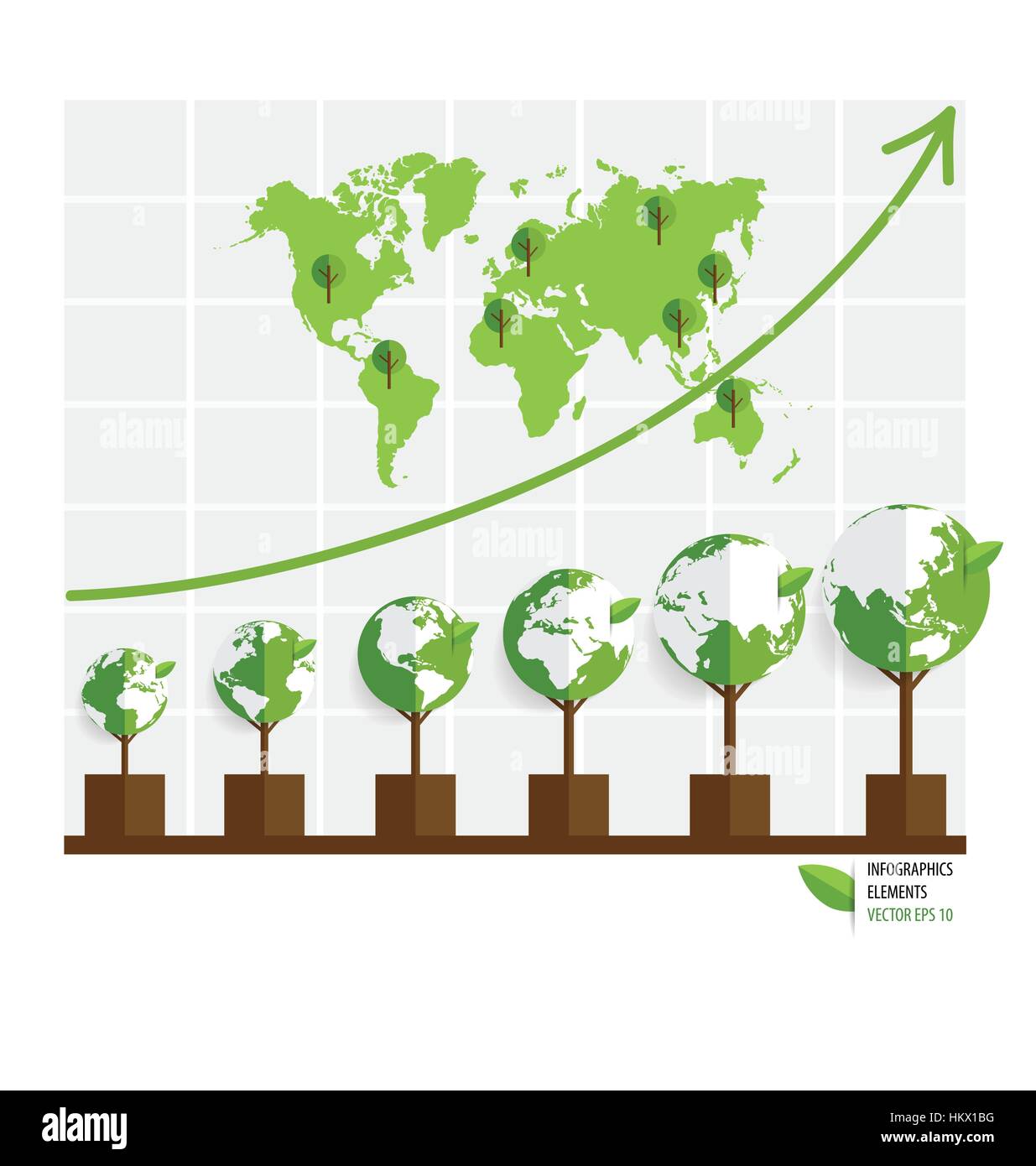 Ecology Infographics design elements. Graph of growing sustainable ...