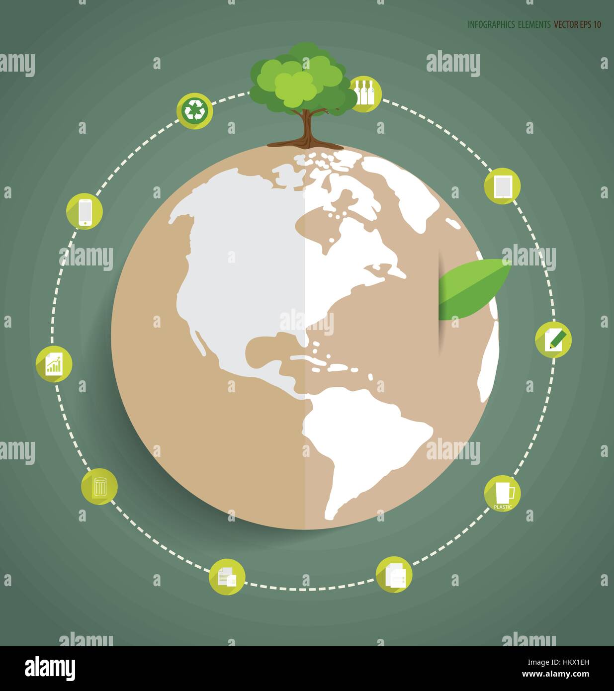 Green earth with tree. Vector Illustration Stock Vector Image & Art - Alamy