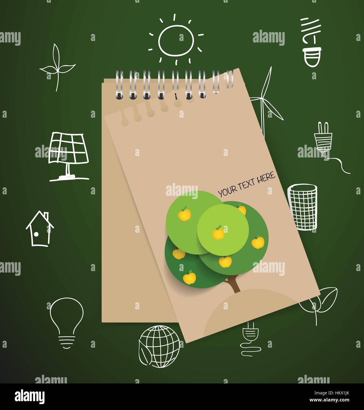 Paper note with Ecology and environment Icons. Vector illustration ...