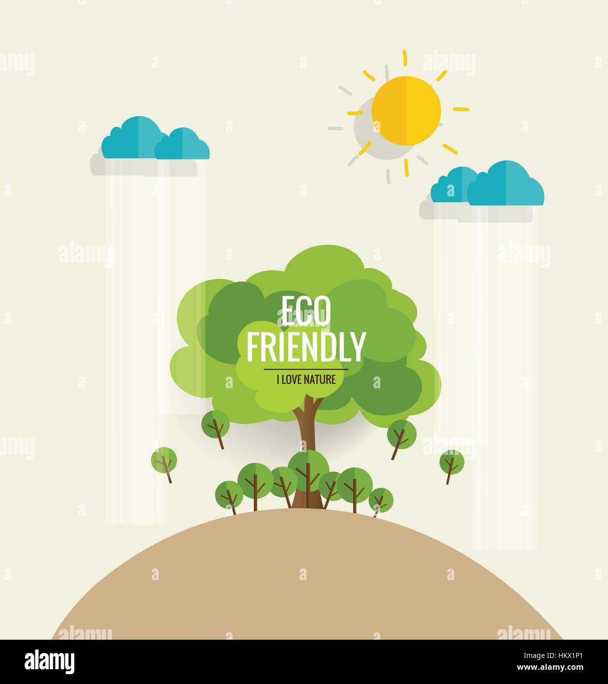ECO FRIENDLY. Ecology concept with tree background. Vector illustration ...