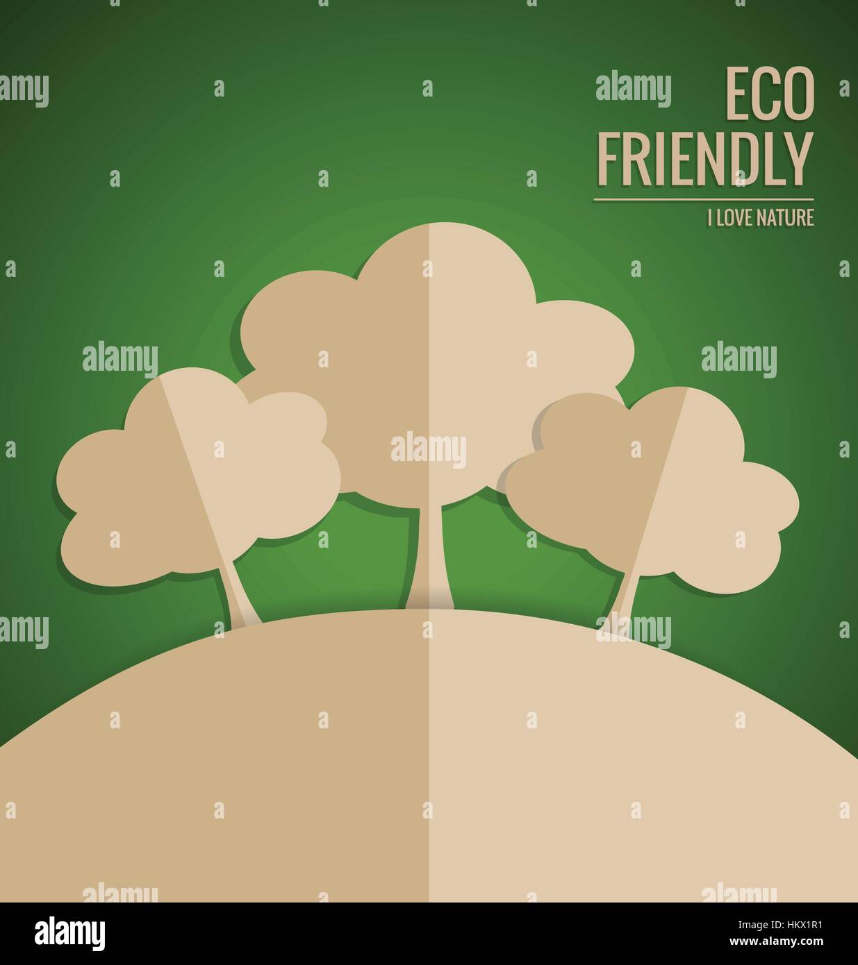 Ecology concept. Paper cut of tree on green background. Vector ...