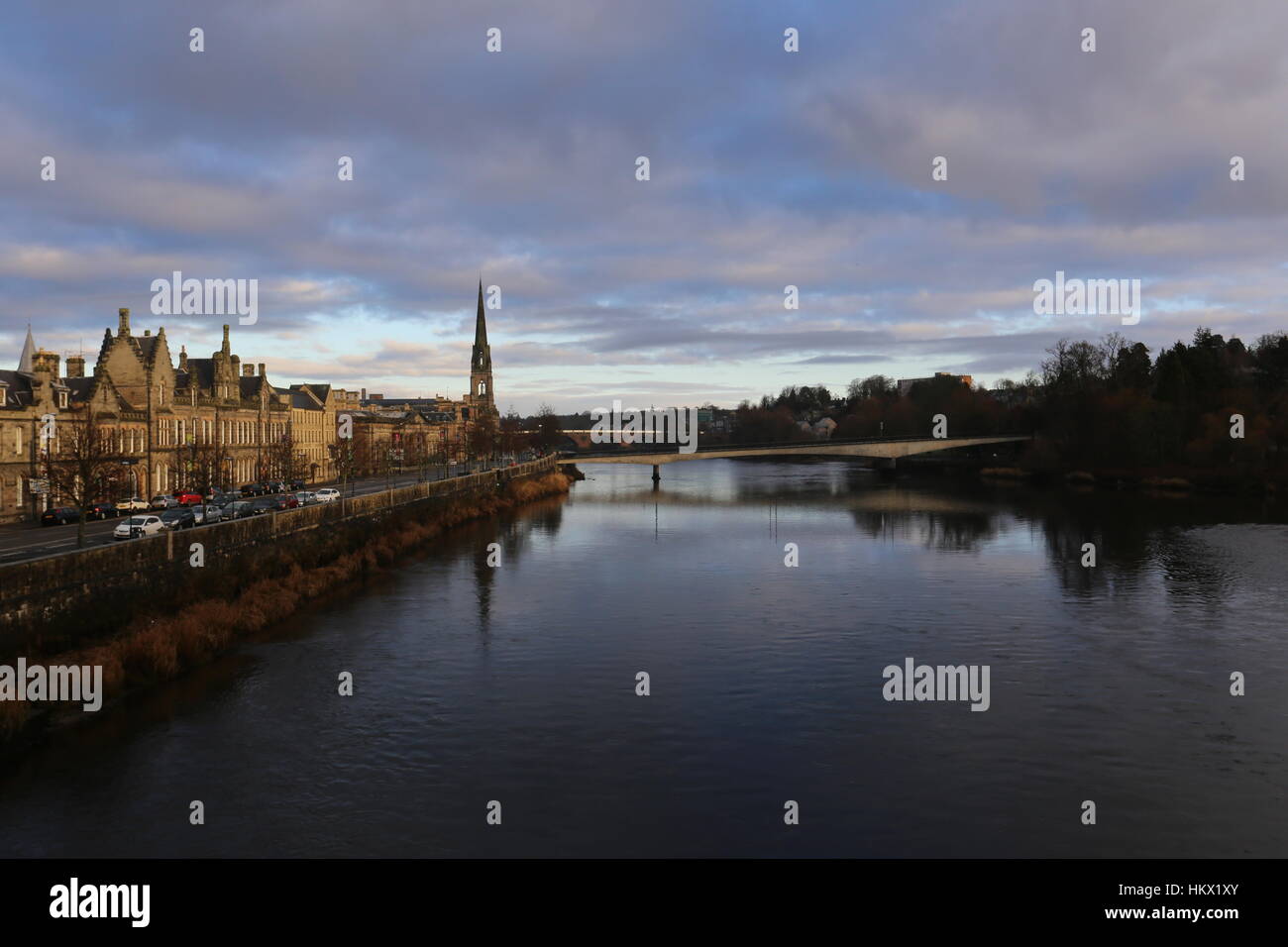 Perth waterfront and River Tay Scotland January 2015 Stock Photo - Alamy