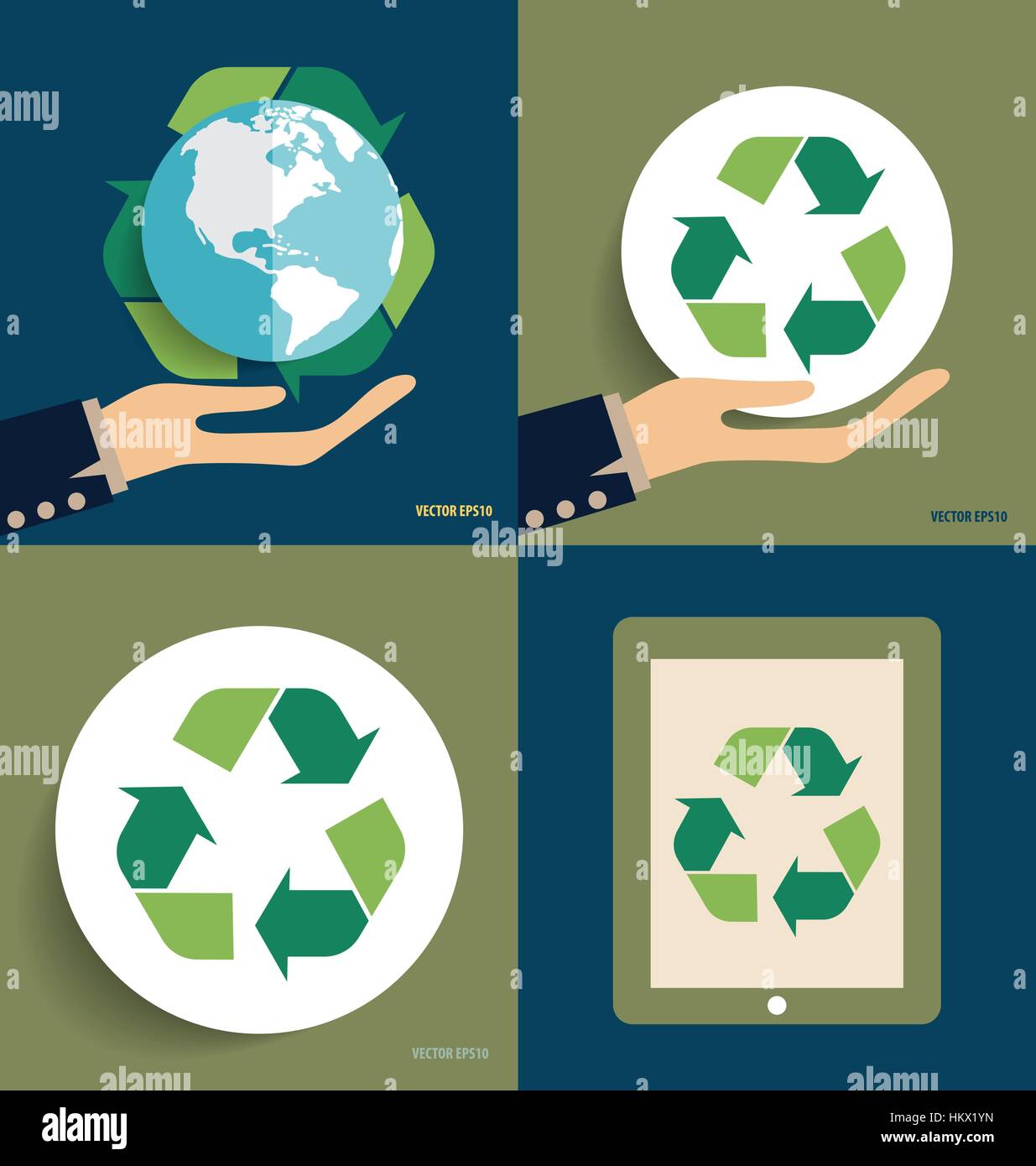 Hand holding Recycle symbol. Vector symbol on the packaging, vector ...