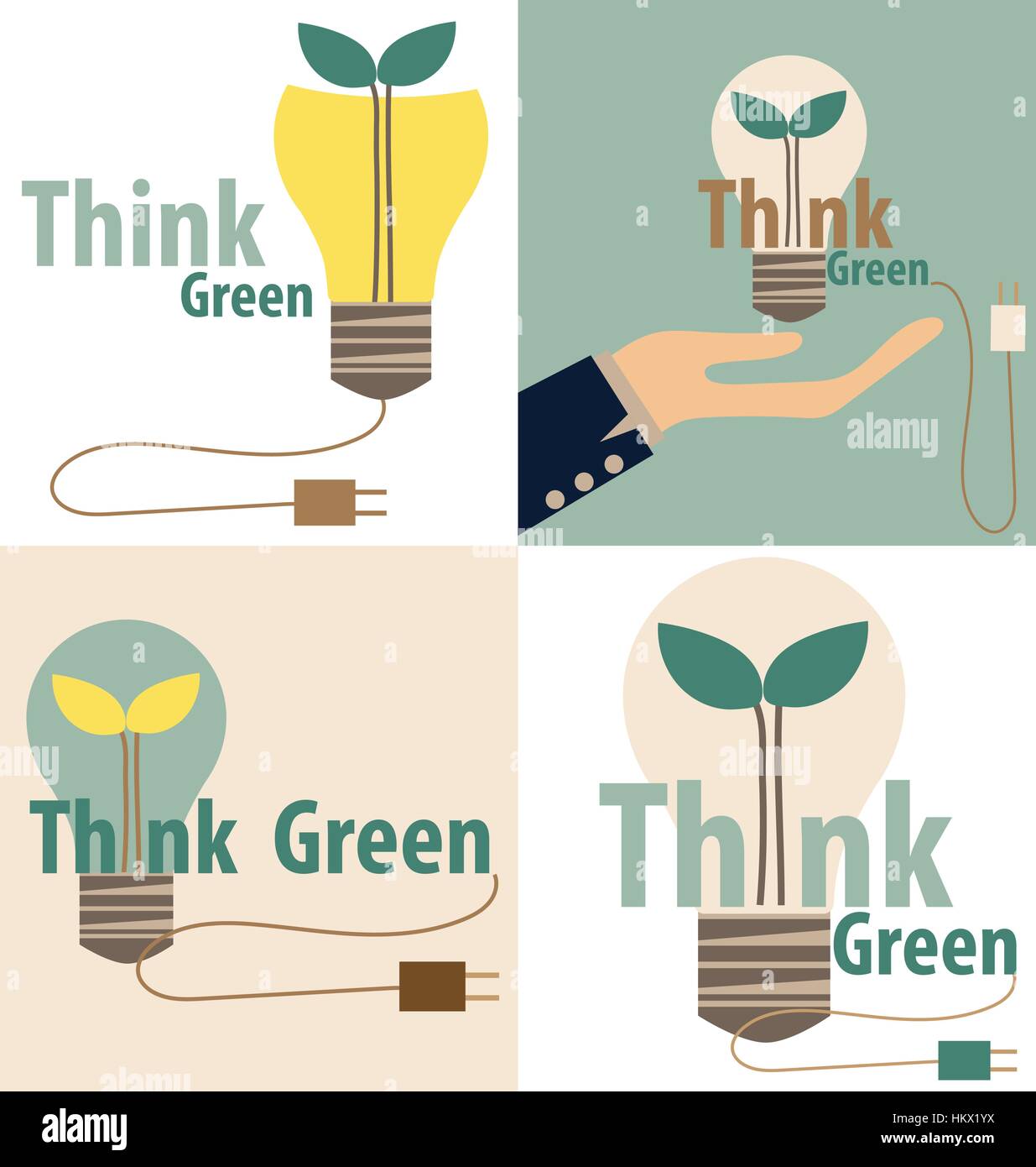 Think green, Eco concept. Light bulb with tree inside. Vector ... Think green, Eco concept. Light bulb with tree inside. Vector ...