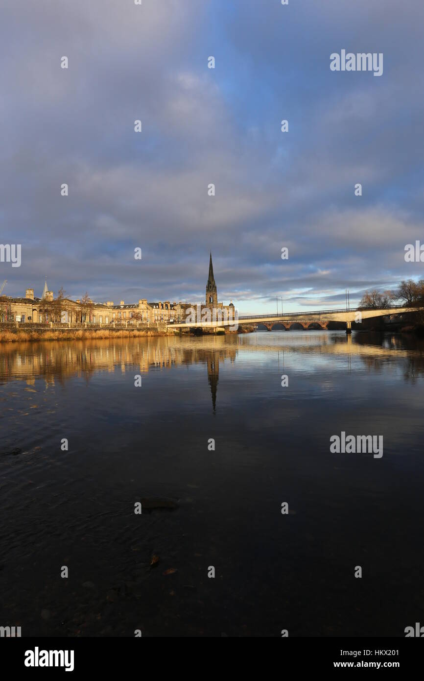 Perth waterfront and River Tay Scotland January 2017 Stock Photo - Alamy