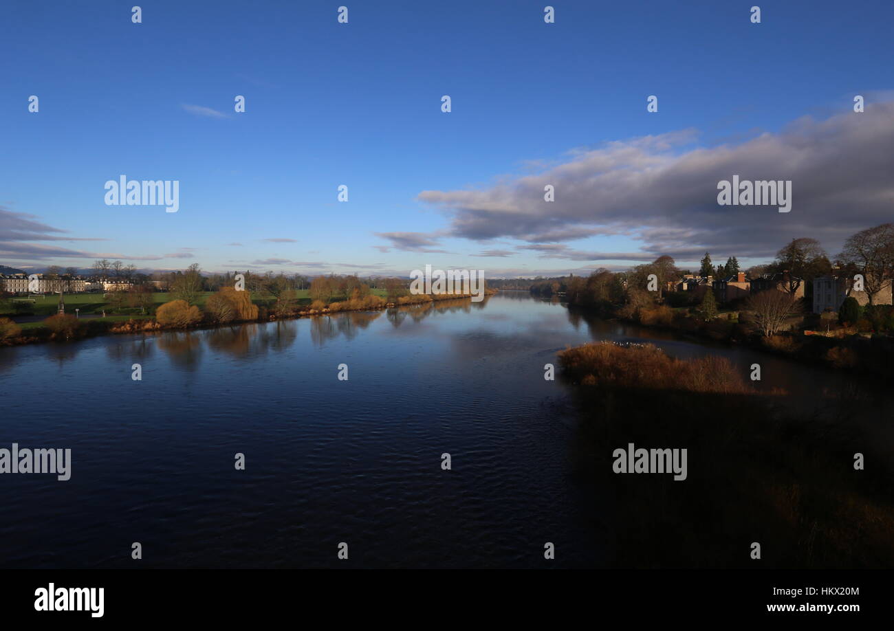 River Tay and North Inch Park Perth Scotland January 2017 Stock Photo ...