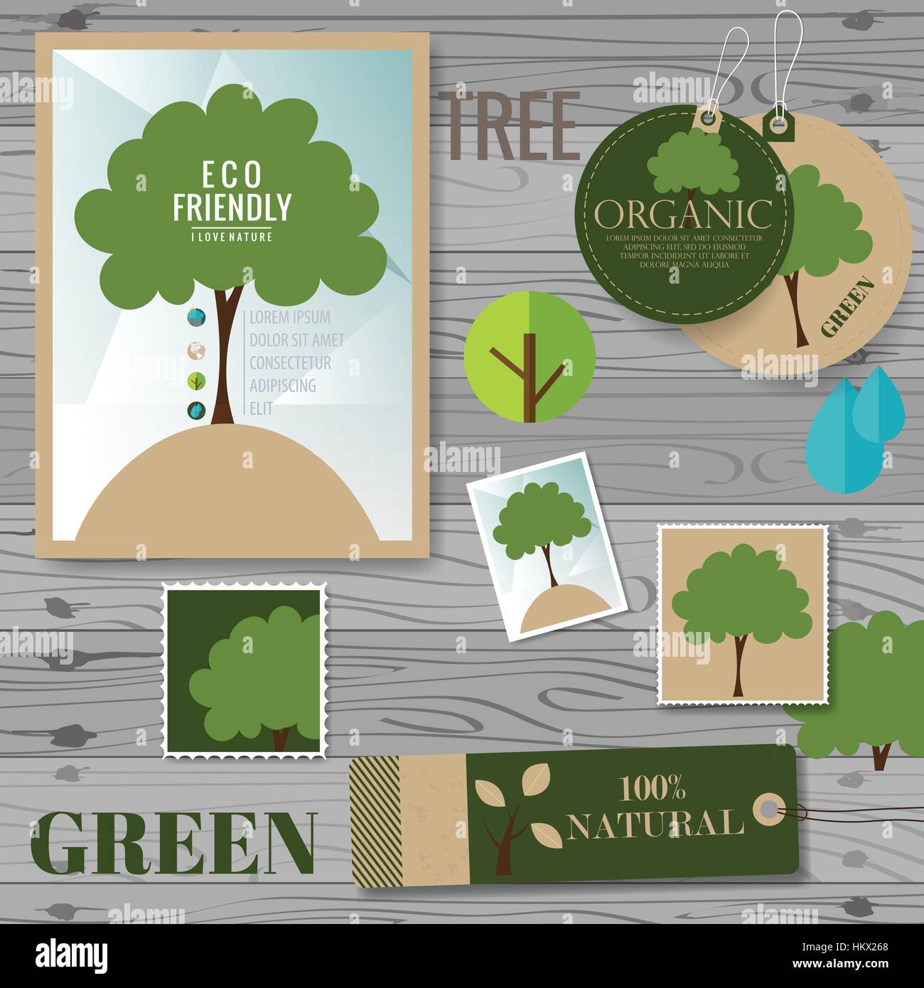 Set of nature themed labels and tags. Vector illustration Stock Vector ...