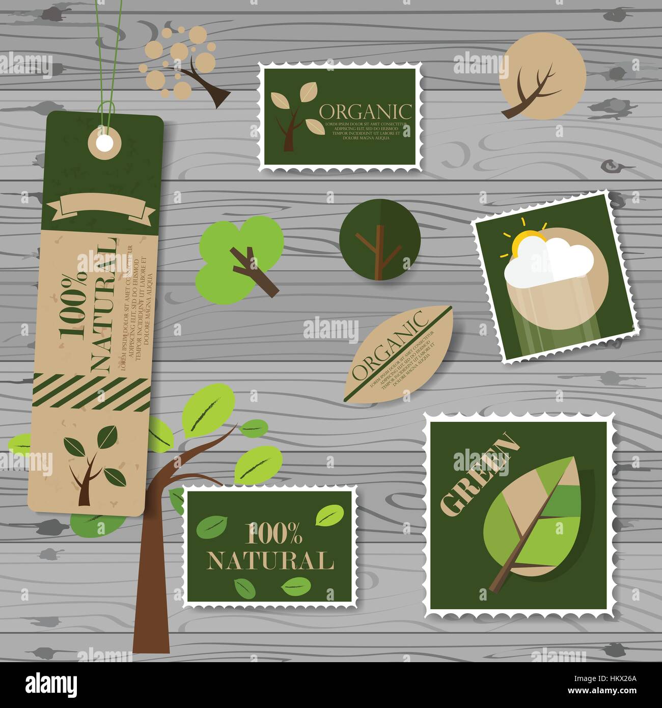 Set of nature themed labels and tags. Vector illustration Stock Vector ...