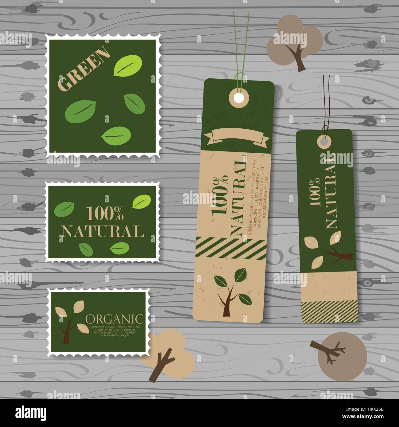 Set of nature themed labels and tags. Vector illustration Stock Vector ...