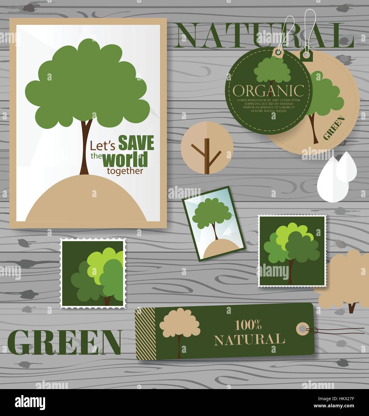 Set of nature themed labels and tags. Vector illustration Stock Vector ...