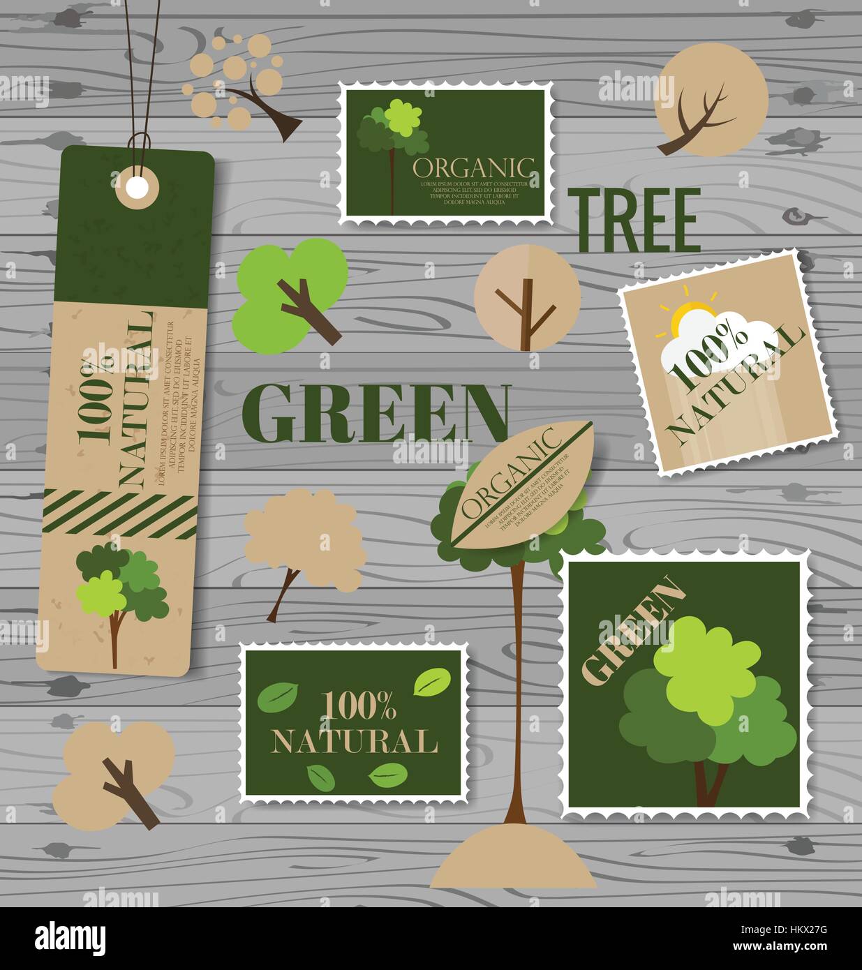 Set of nature themed labels and tags. Vector illustration Stock Vector ...