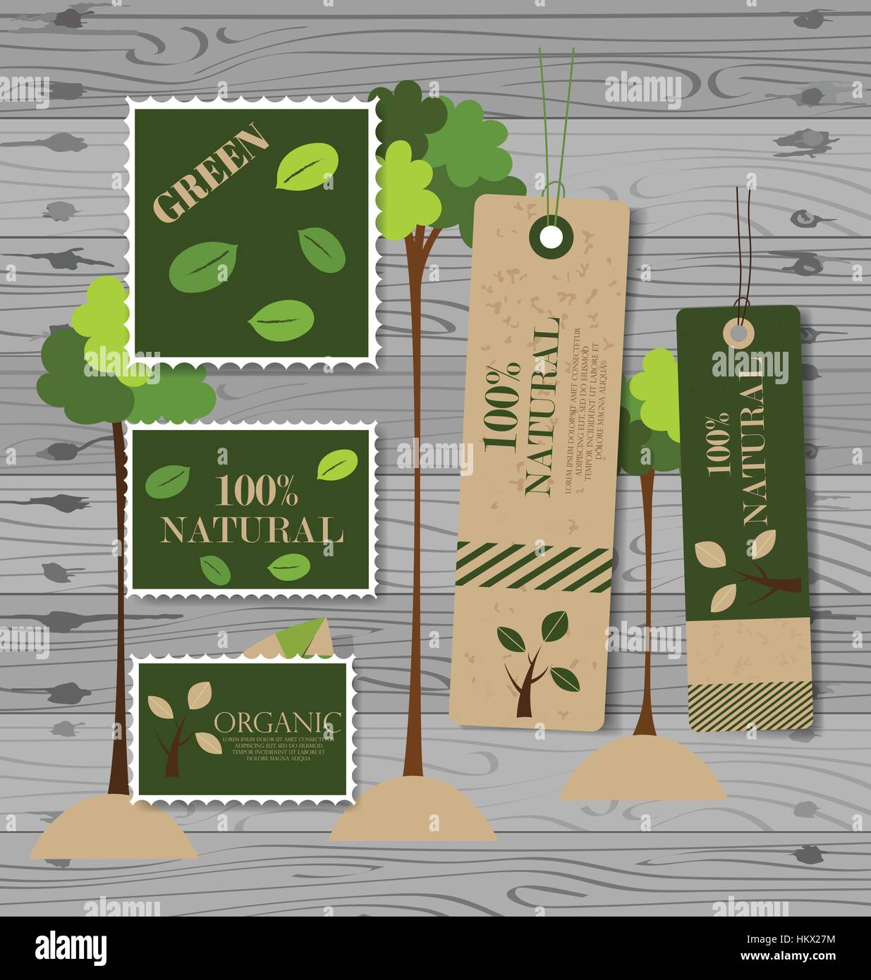 Set of nature themed labels and tags. Vector illustration Stock Vector ...