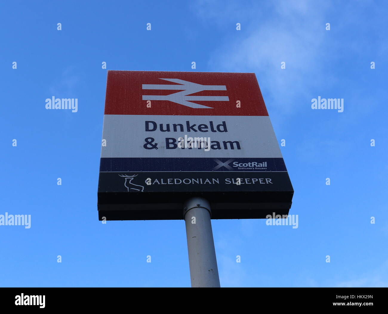 Dunkeld and Birnam Railway station sign Perthshire Scotland January ...
