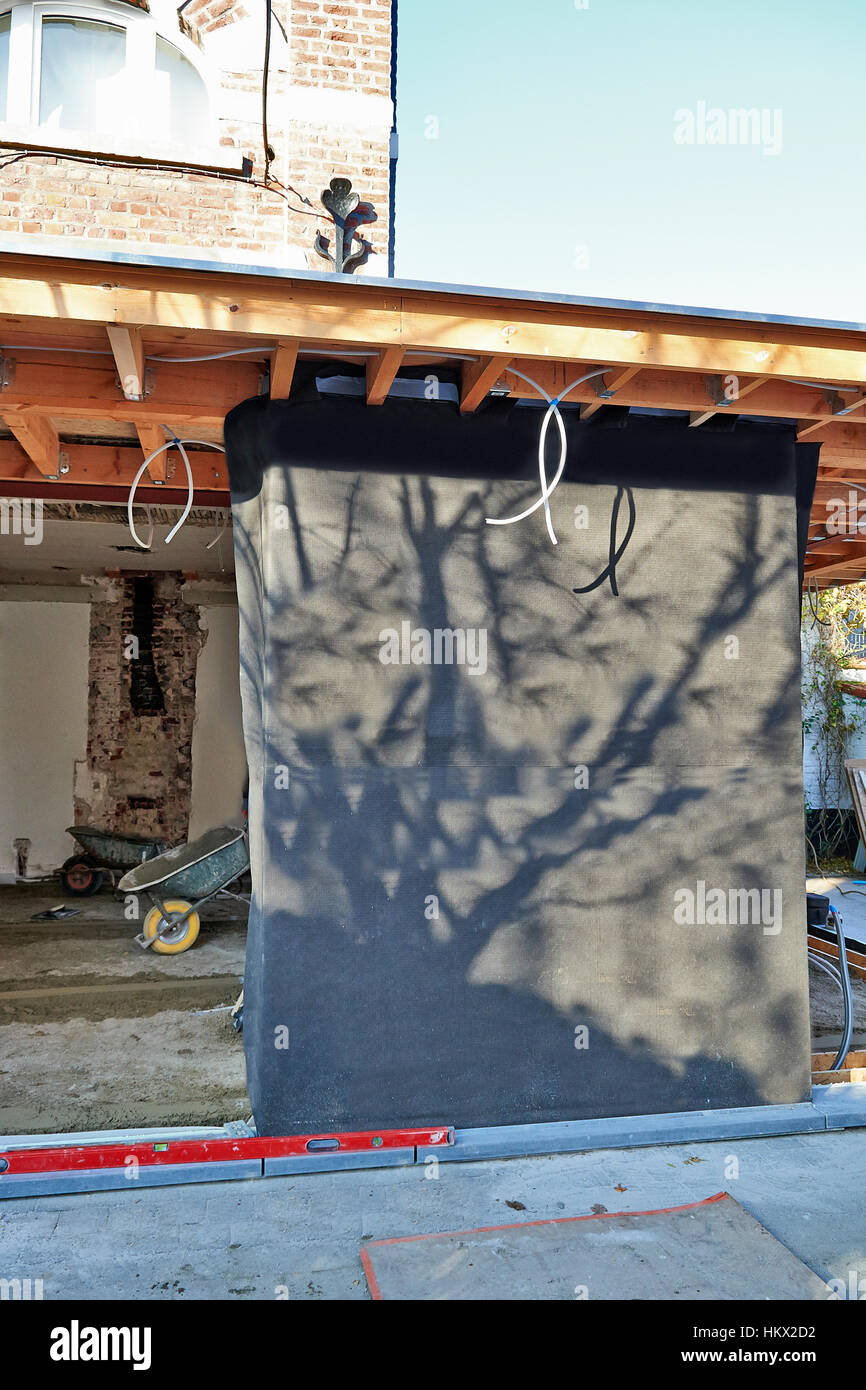 Insulation of New wall for a modern extension of a house Stock Photo ...