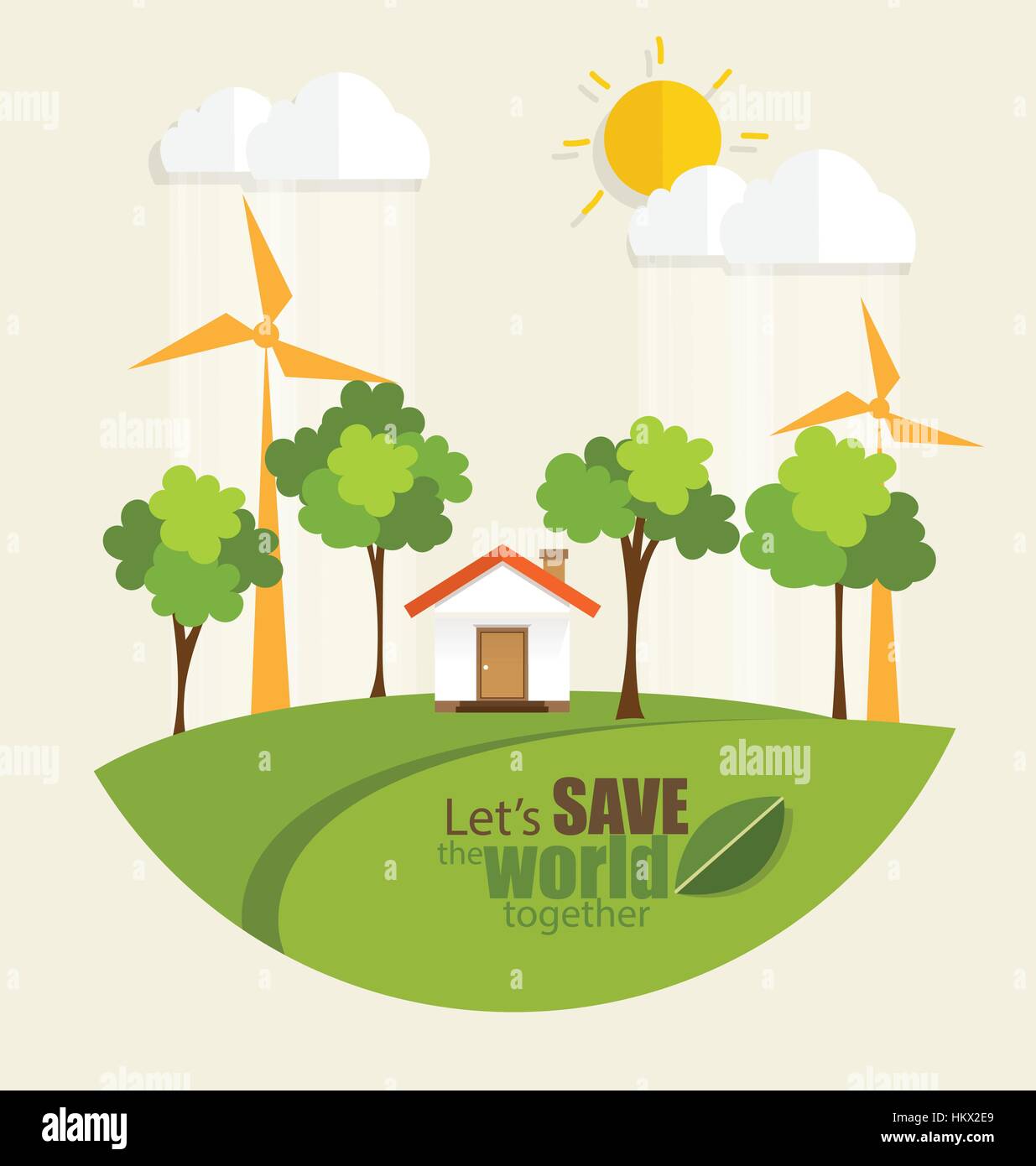 ECO FRIENDLY. Ecology concept with tree background. Vector illustration ...