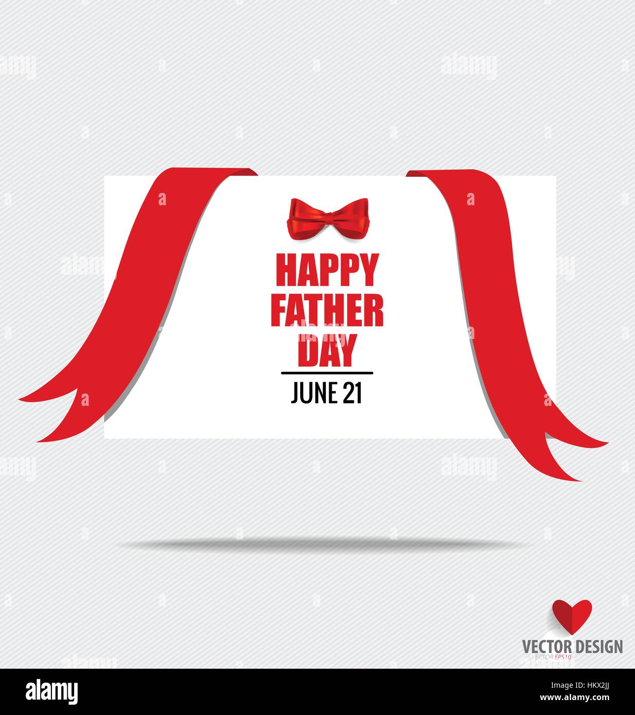 Happy fathers day card design with red bow and red ribbon. Vector ...