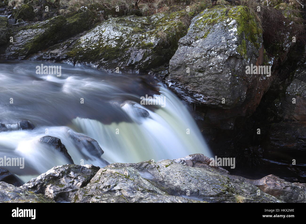 Falls of the Braan near Rumbling Bridge Perthshire Scotland January ...