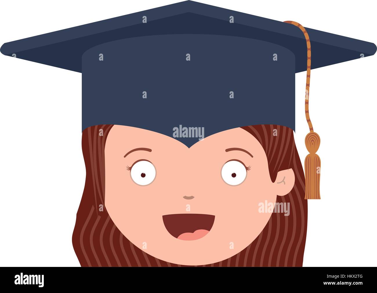 silhouette girl face with graduation cap vector illustration Stock ...