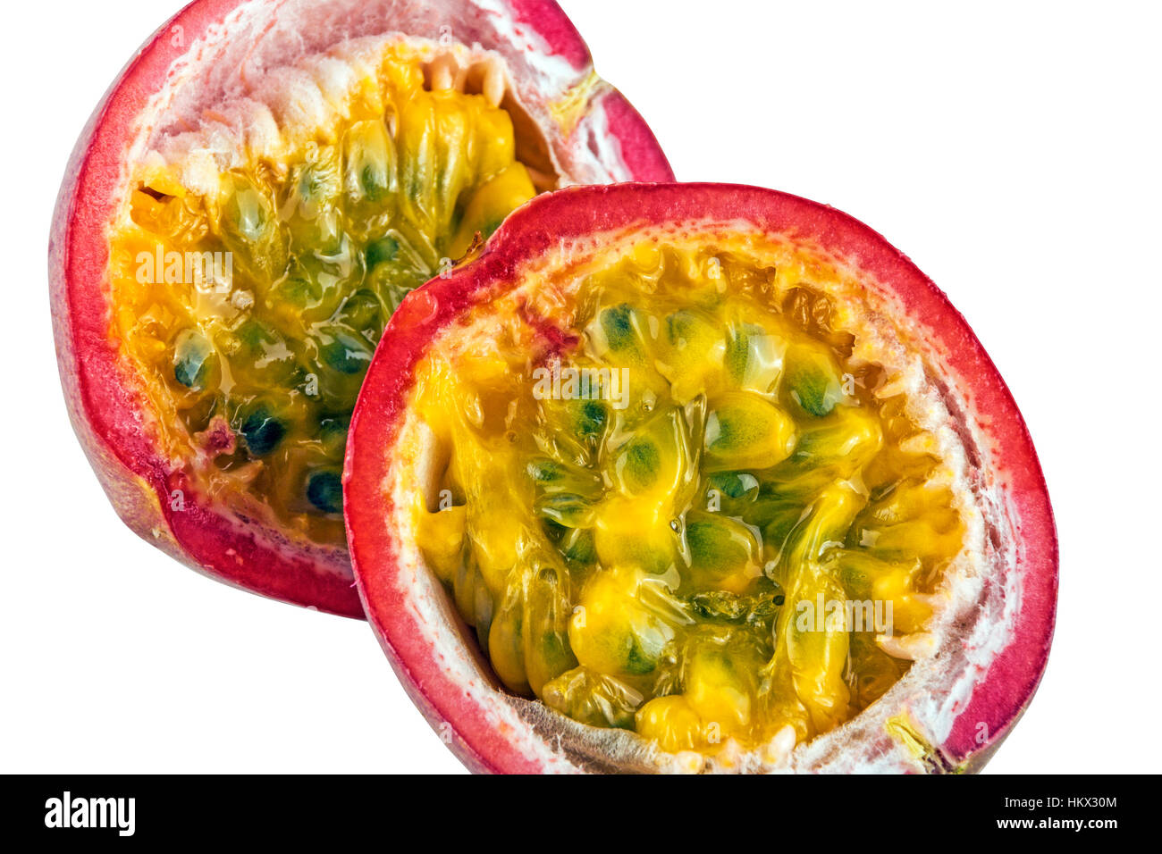 Halves of Ripe Passion Fruits Seed and Texture Stock Photo - Alamy