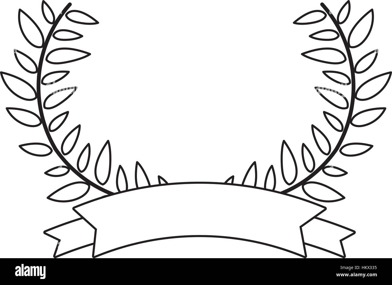 monochrome contour with branchs with leaves in shape of crown with ...