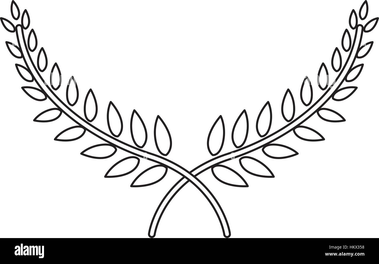 monochrome contour with crossed branchs with leaves vector illustration ...