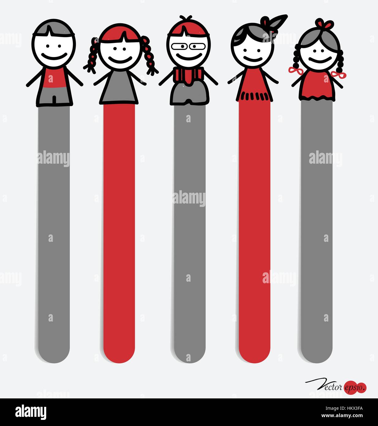 Cute happy cartoon kids, sticky notes. Vector illustration Stock Vector ...