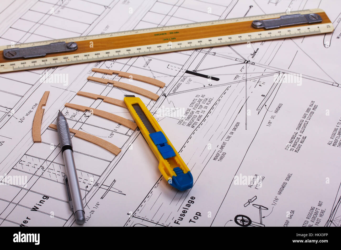 Making a model airplane from balsa wood with instructions Stock Photo ...