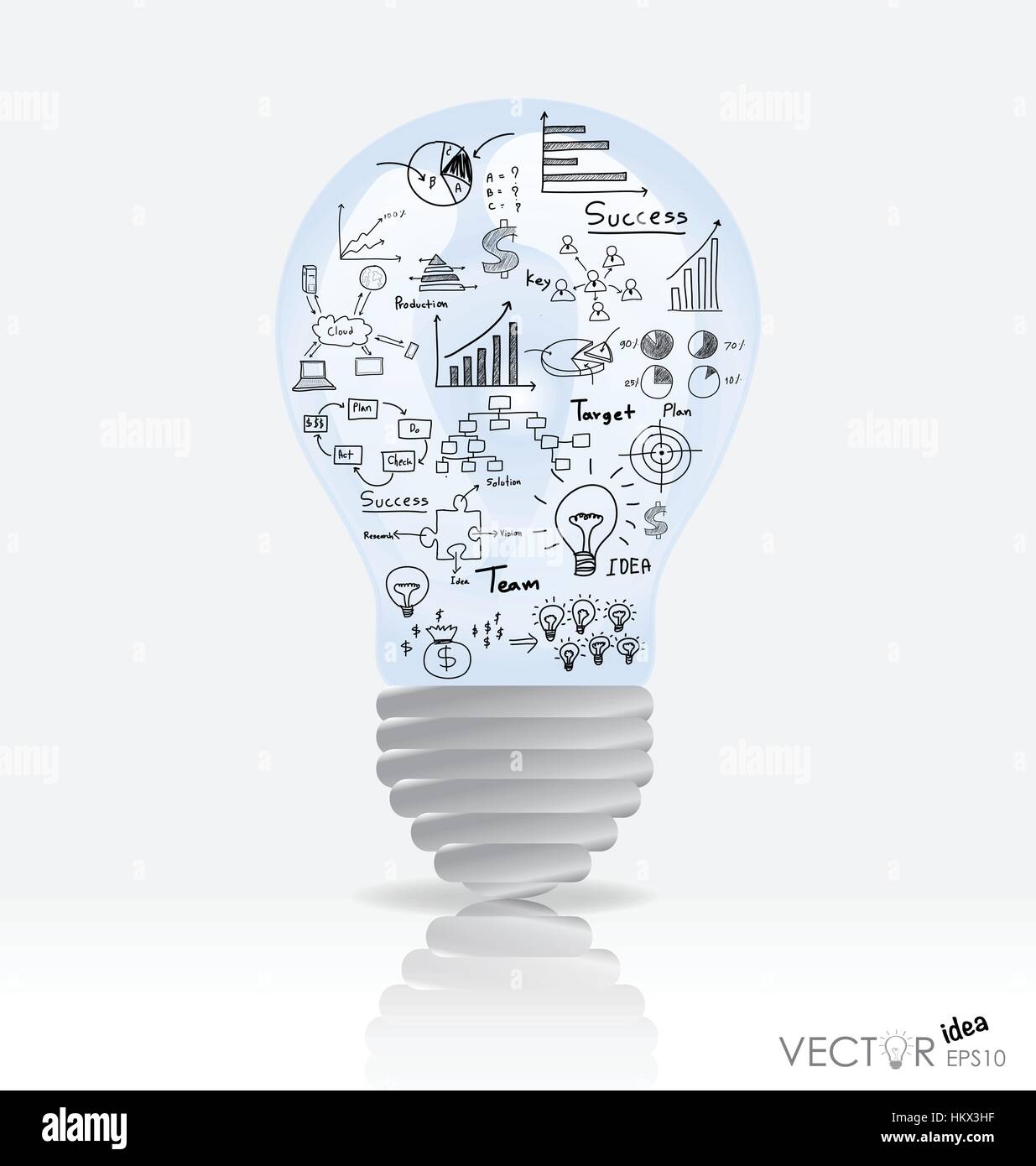 Light bulb with elements of infographics and graph. Vector illustration ...