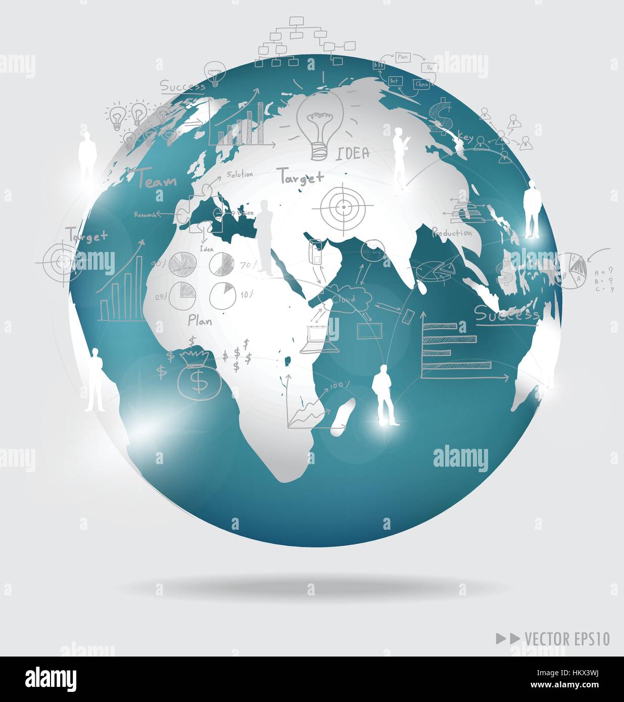 Modern globe with elements of infographics and graph. Vector ...