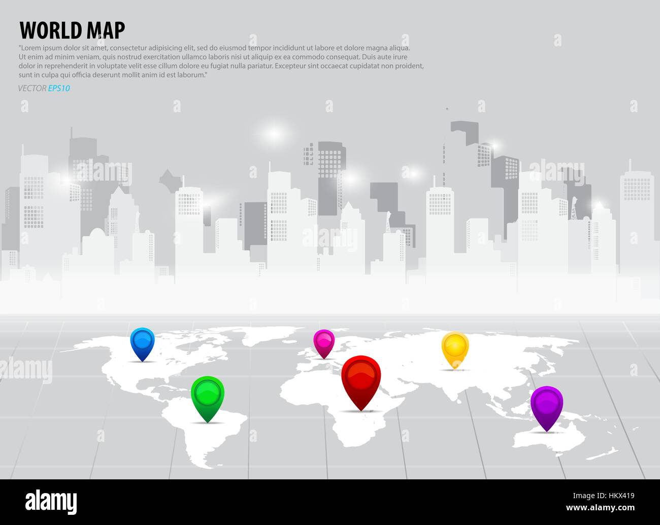 Map pointers and world map. Vector illustration Stock Vector Image ...