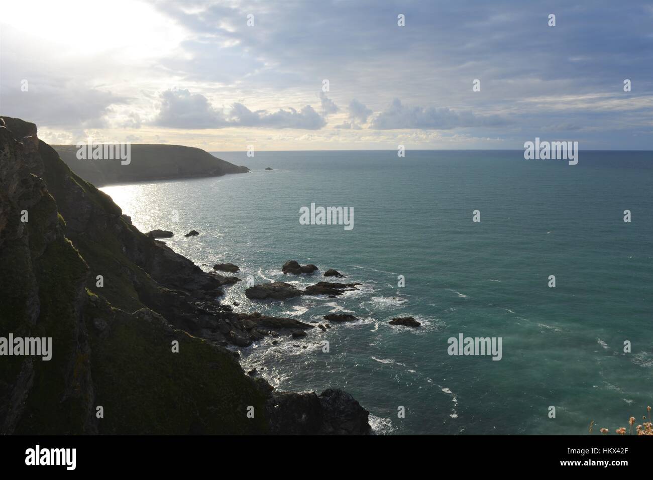 View of the sea from the Coastline, Cornwall, England Stock Photo - Alamy