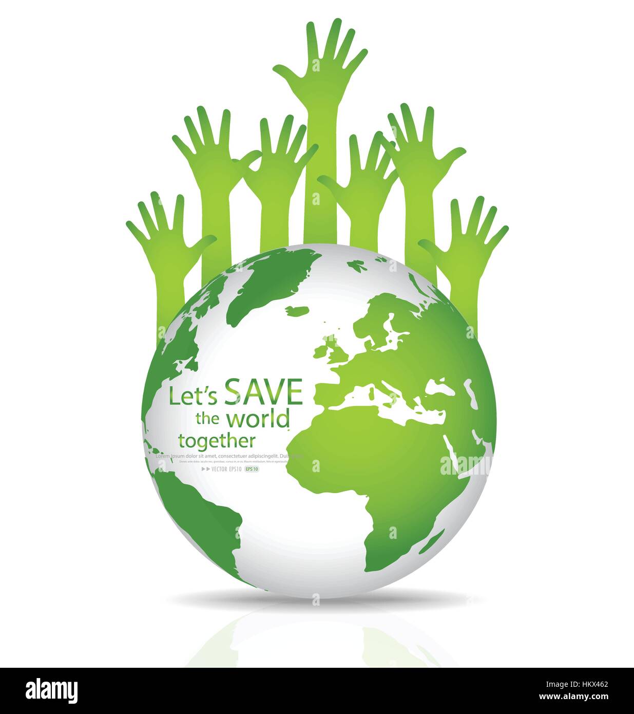 Save the world, Globe with hands. Vector illustration Stock Vector ...