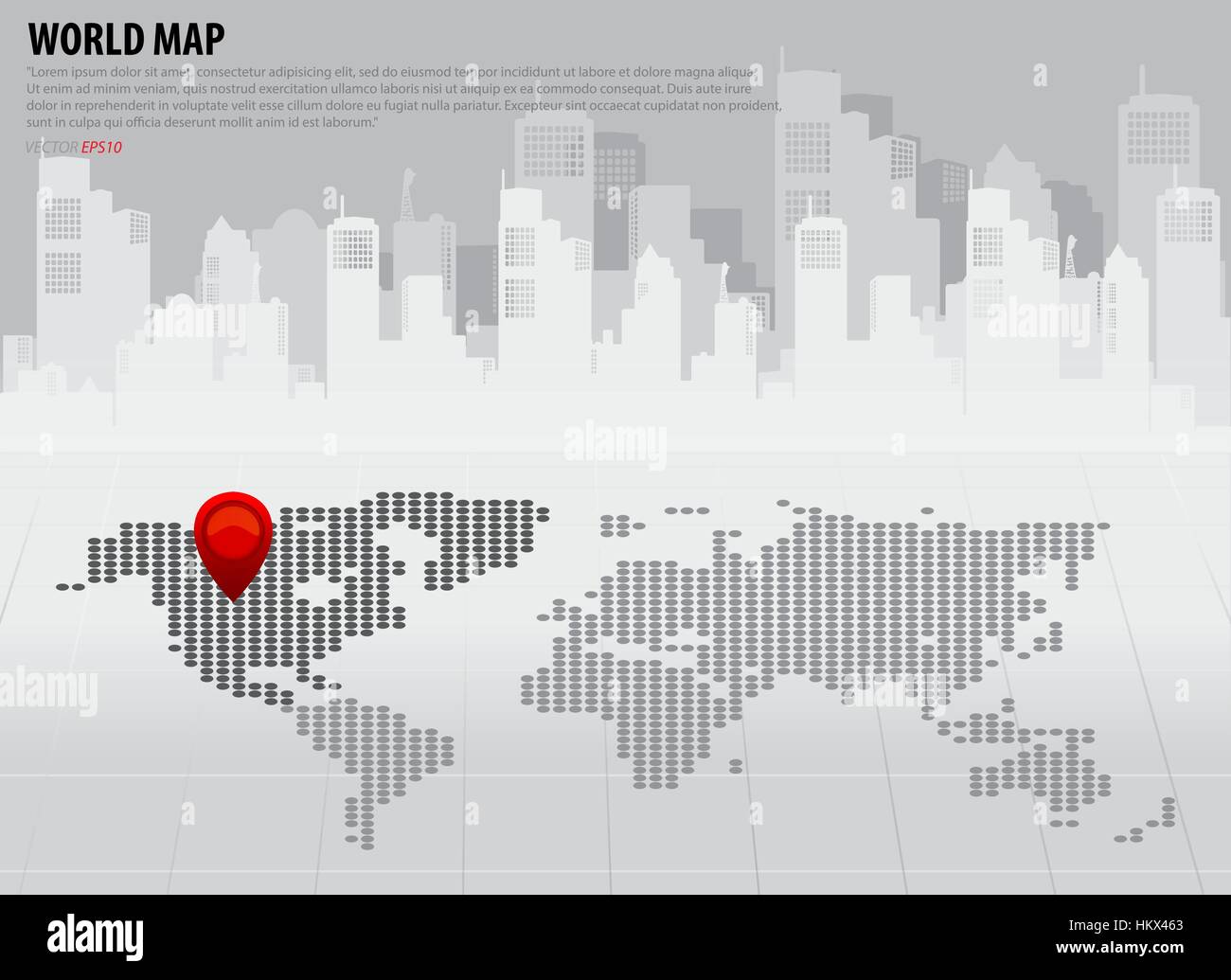 World map with continents (North America). Vector illustration Stock ...