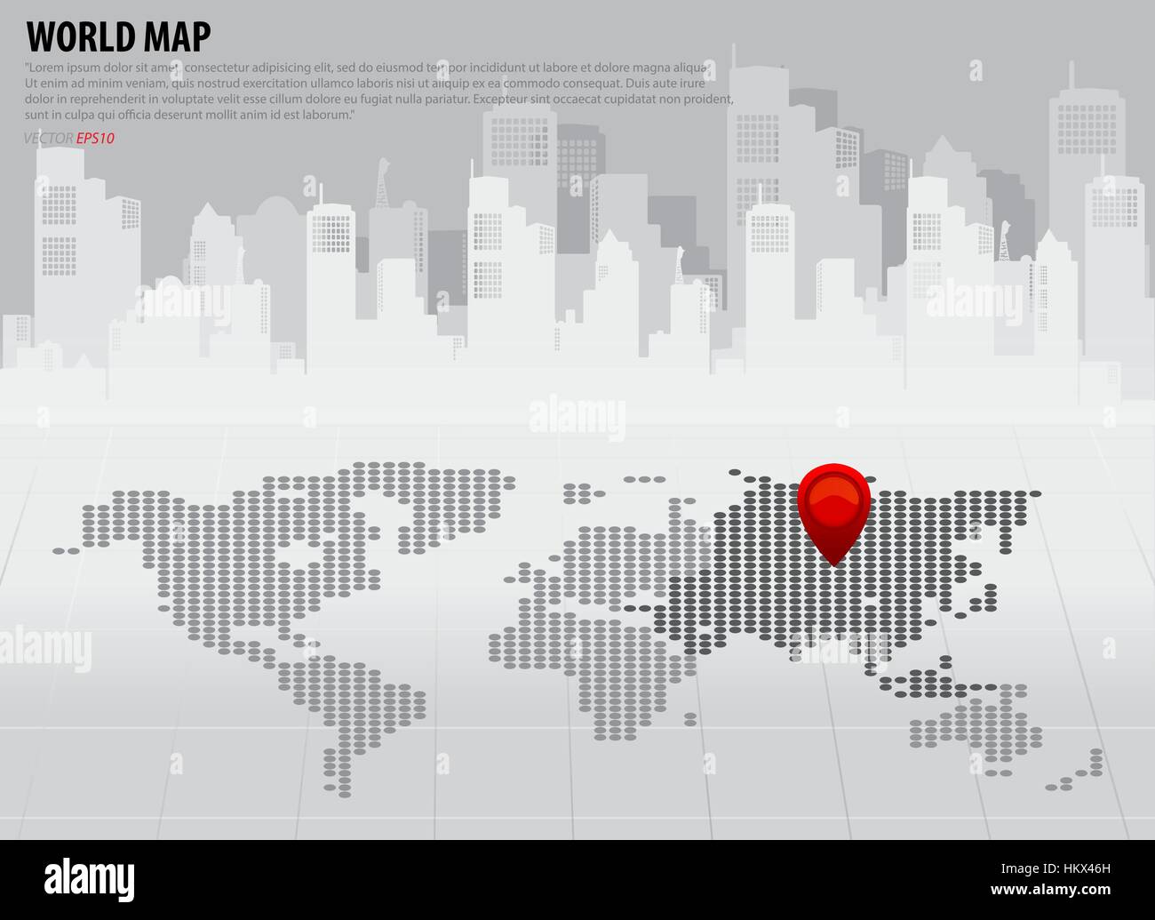 World map with continents (Asia). Vector illustration Stock Vector ...